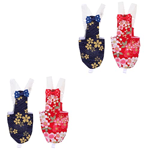 Balacoo 4Pcs Pet Chicken Diaper Floor Printed Chicken Diaper Washable Pet Diaper Fashionable Duck Diaper with Bow Tie for Poultry Goose Duck Hen Chicken