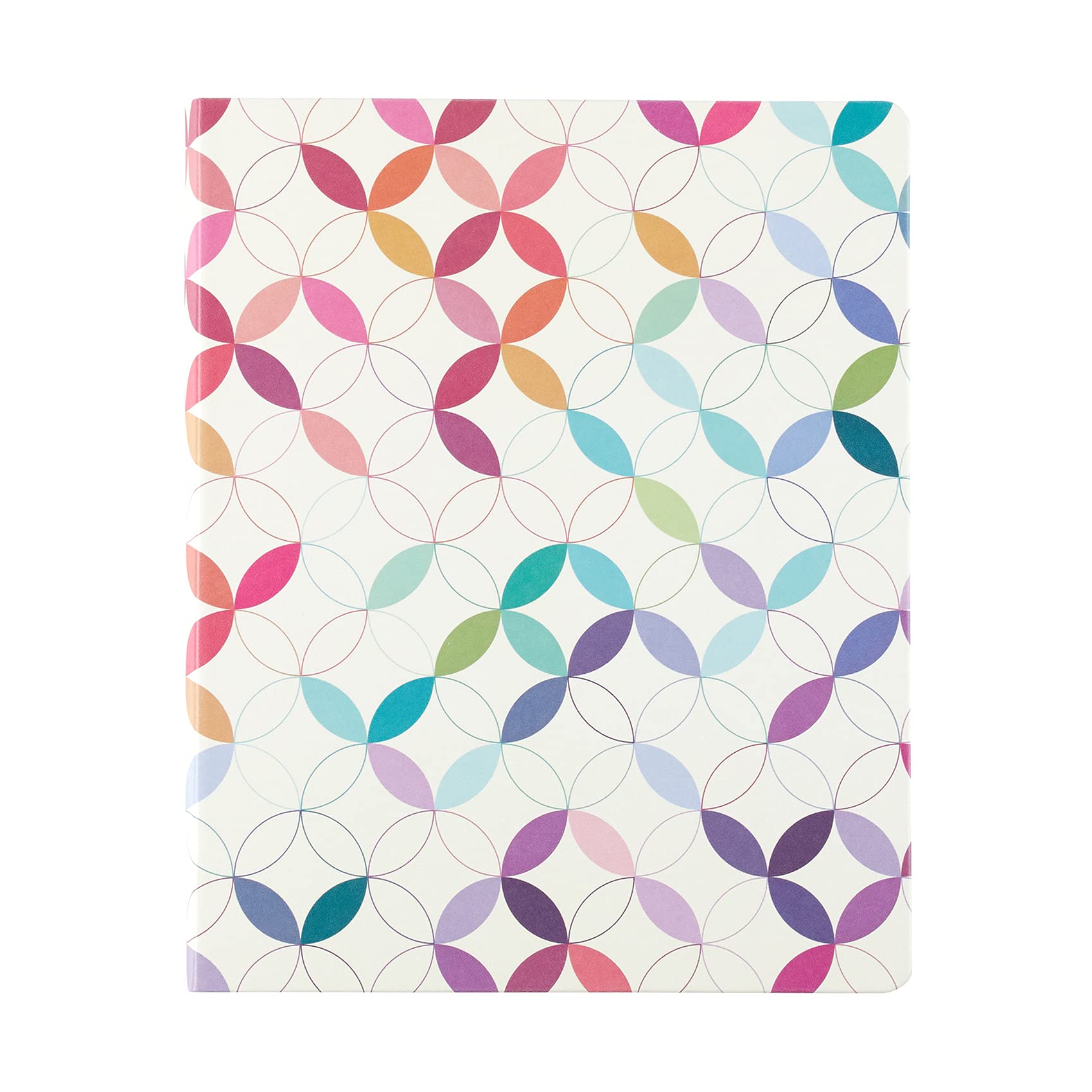8” x 10” 12 Month Soft Bound Life Planner ( Jan 2022 – Dec 2022 ) – Colorful Mid Century Circles Cover + Mid Century Circles Interior Pages. Vertical Weekly and Monthly Agenda by Erin Condren