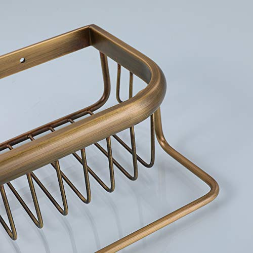 VINSNI Antique Brass Shower Shelf Bathroom Shelf Shower Organizer Basket Wall Mounted