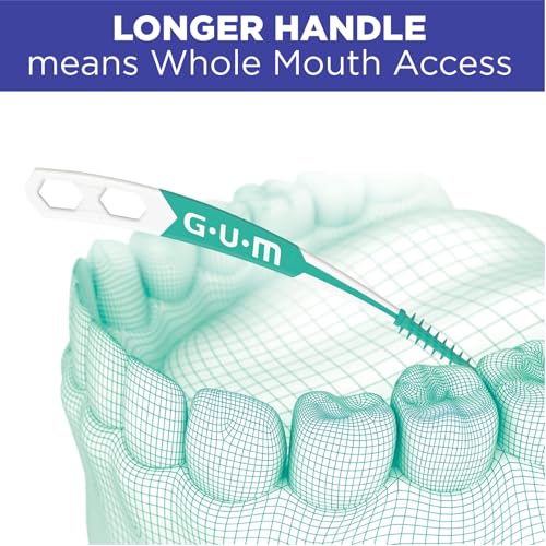 GUM Soft-Picks Advanced, Easy to Use Dental Picks for Teeth Cleaning and Gum Health, Disposable Interdental Brushes with Convenient Carry Case, Dentist Recommended Dental Picks, 90ct (3pk)