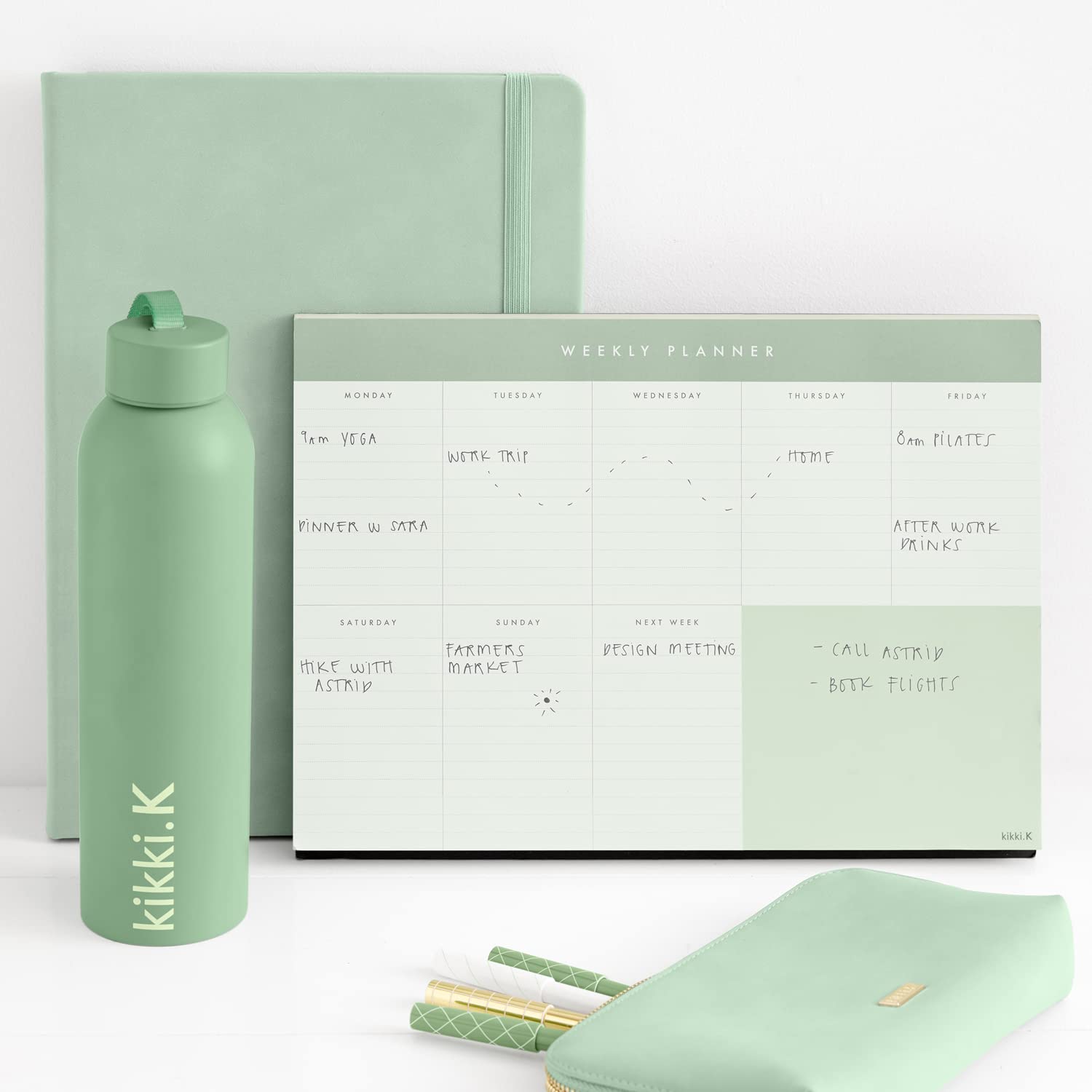 A4 Lined Weekly Planning Pad - Thyme: Essentials. Dated Monday to Sunday Weekly Tear - Off Pages. Blank Section for Notes. Backing Board for Extra Support by kikki.K