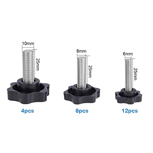 INCREWAY 24pcs Thumb Screw, M6/M8/M10x25mm Star Head Knob Tightening Screw Thumbscrew