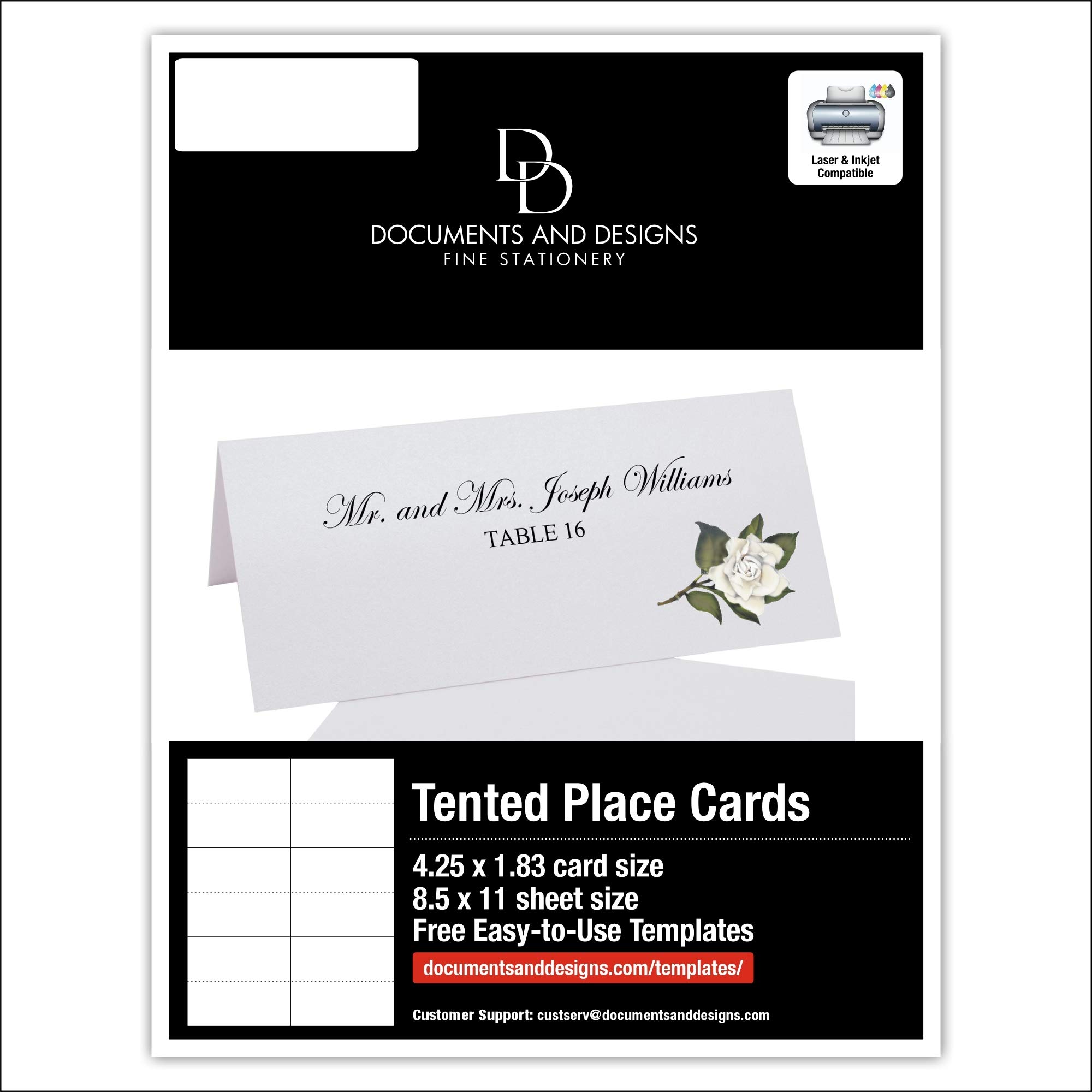 Assorted Flowers Printable Place Cards, Set of 60 (10 Sheets), Laser & Inkjet Printers - Wedding, Party, Dinner, and Special Events - Made in the USA