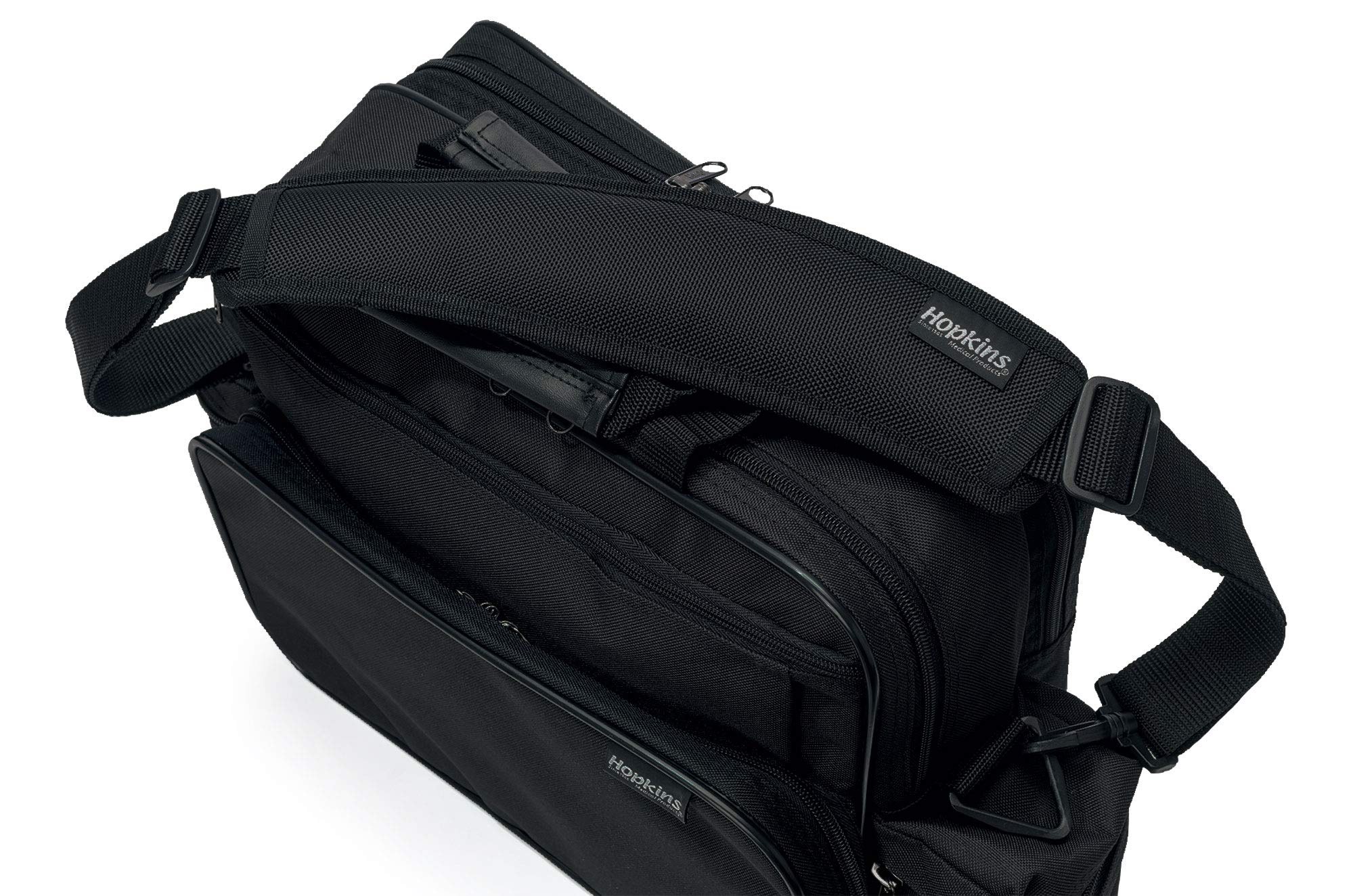 Hopkins Medical Products Home Health Shoulder Bag, 600D Waterproof Exterior, Large Storage Compartments, Removable Adjustable Shoulder Strap, 14x11.5x8