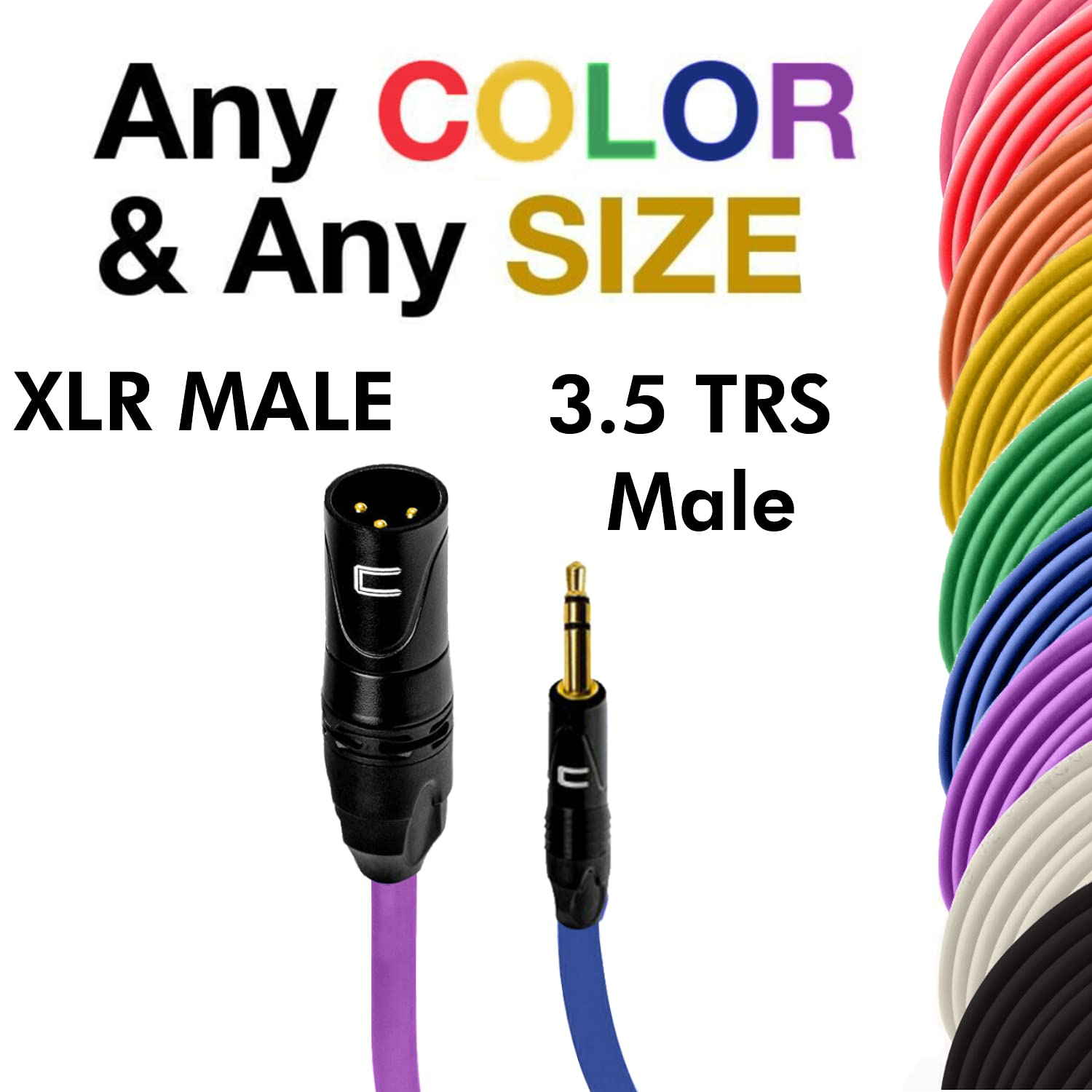 Balanced XLR Cable Male to 3.5mm TRS - 25 Feet Green - Pro 3-Pin Microphone Connector for Powered Speakers, Audio Interface or Mixer for Live Performance & Recording