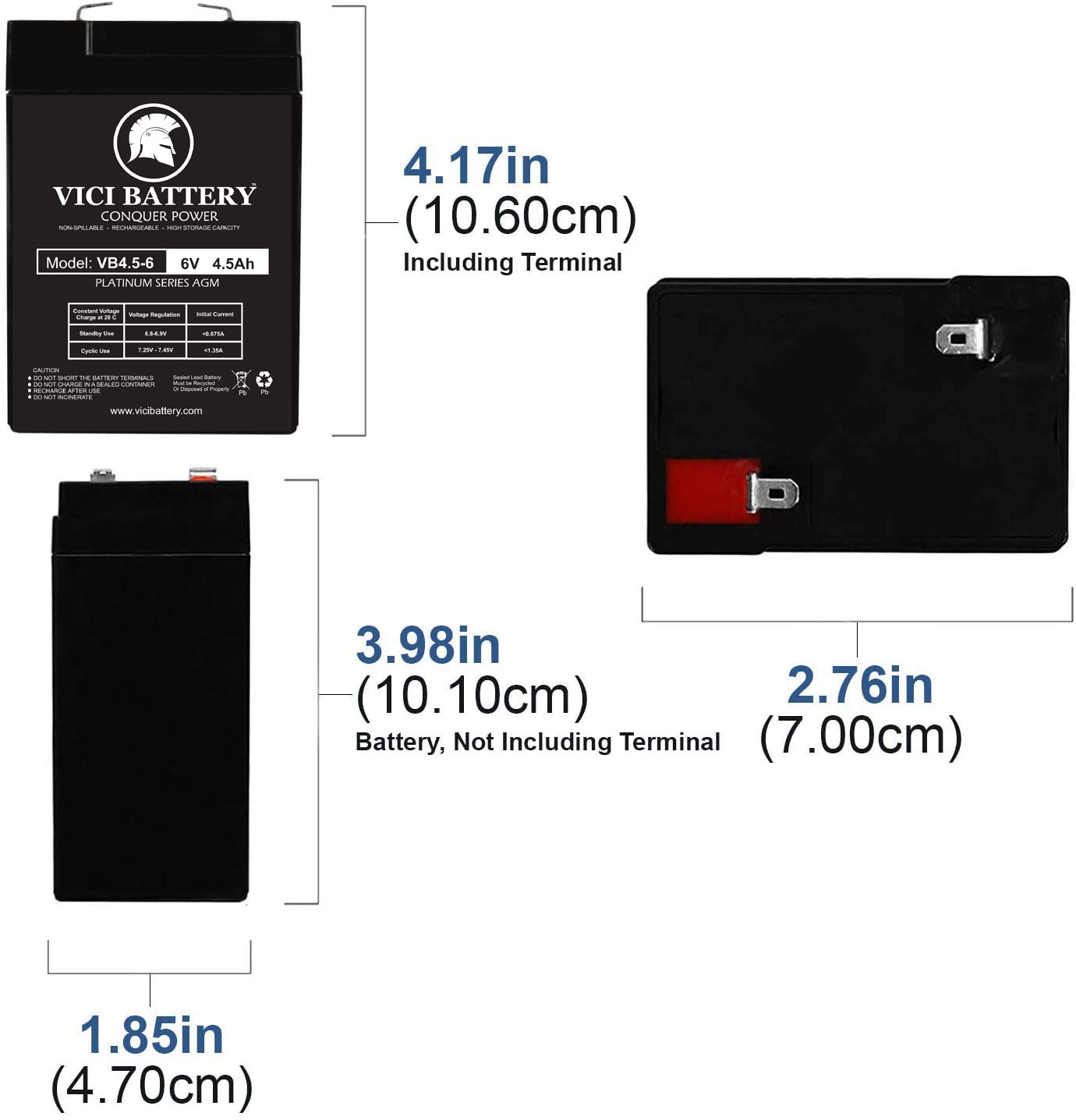 VICI Battery Exit Sign Battery 6V 4.5Ah Backup - 10 Pack