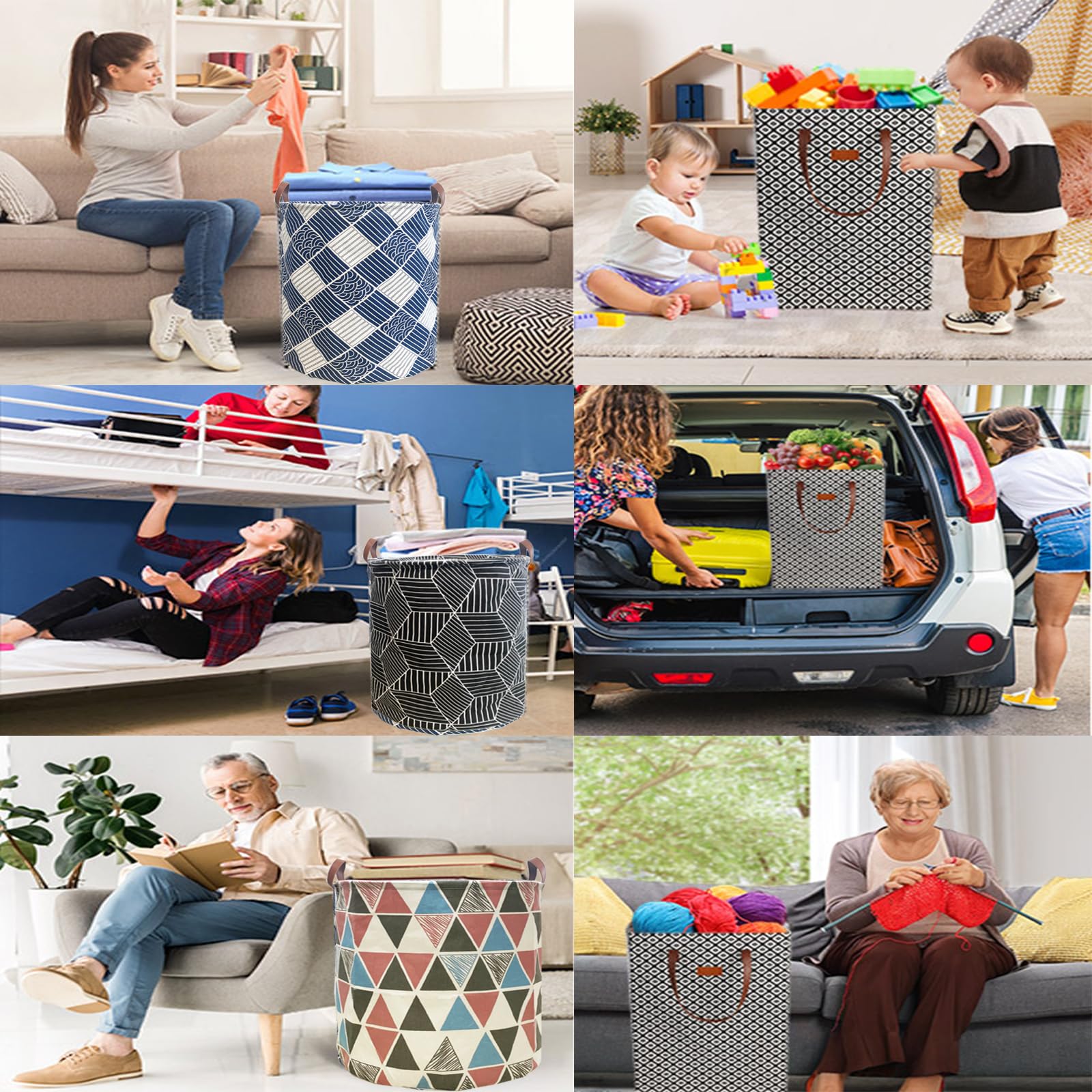 80L Large Laundry Hamper in Family,Waterproof Laundry Basket in Dorm,Leather Handle Laundry Bag in Nursery,Collapsible Clothes Storage Toy Organization for Bathroom Bedroom Laundryroom