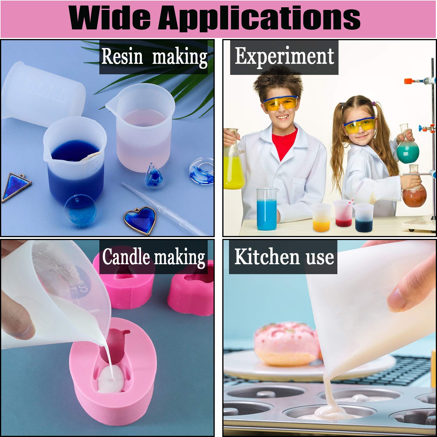 58 Pcs Silicone Mixing Cups Tools Kit, 100 ml Silicone Measuring Cups Non-Stick Silicone Mixing Cups for Resin Epoxy Resin Cups Glue Tools for Handmade Craft Resin with Mixing Sticks