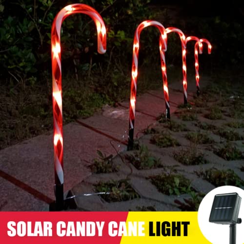Christmas Candy Cane Lights,10 Pcs Candy Cane Solar Led Lights, Garden Path Decorations Solar Outdoor Light Suitable, for Home New Year and Christmas Decor