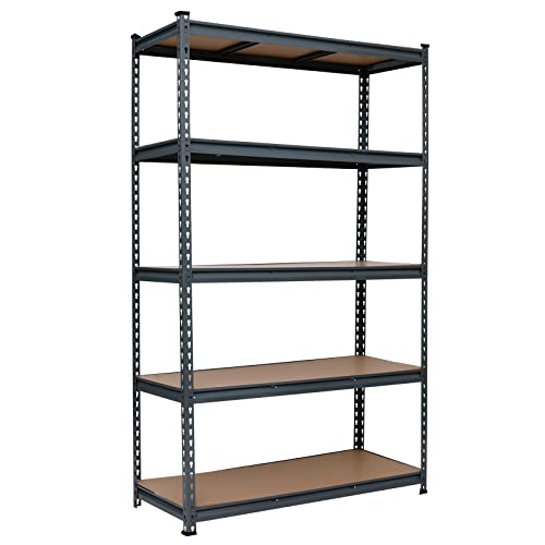Karl home Garage Shelving Heavy Duty, 5-Tier Wide Size Adjustable Metal Shelving Unit Rack for Garage Pantry Basement, 2000lbs,43.3" L x 17.7" W x 70.9" H, Black