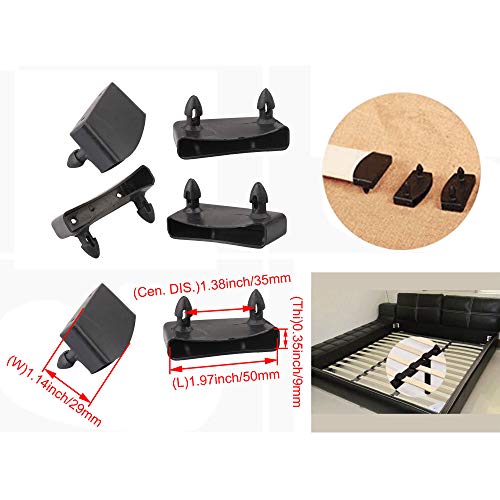 50x 1.9 inch Replacement Bed Slat Plastic Centre Caps or End Caps Holders Black for Board Width is 1.89inch