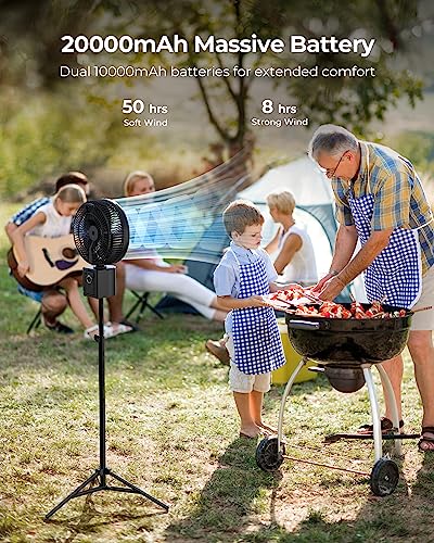 Airbition 10" Portable Pedestal Fan, 10000mAh Rechargeable Table Fan with 7 Speeds, Oscillating Standing Fan with Timer for Bedroom, Office, Camping