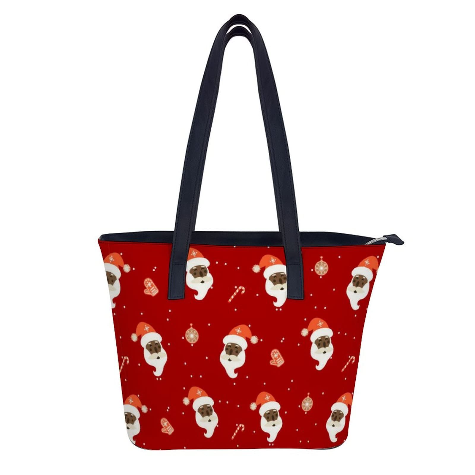 Christmas Santa Women's Tote Bag PU Leather Shoulder Bag Handbags Purse For Work Shopping Travel