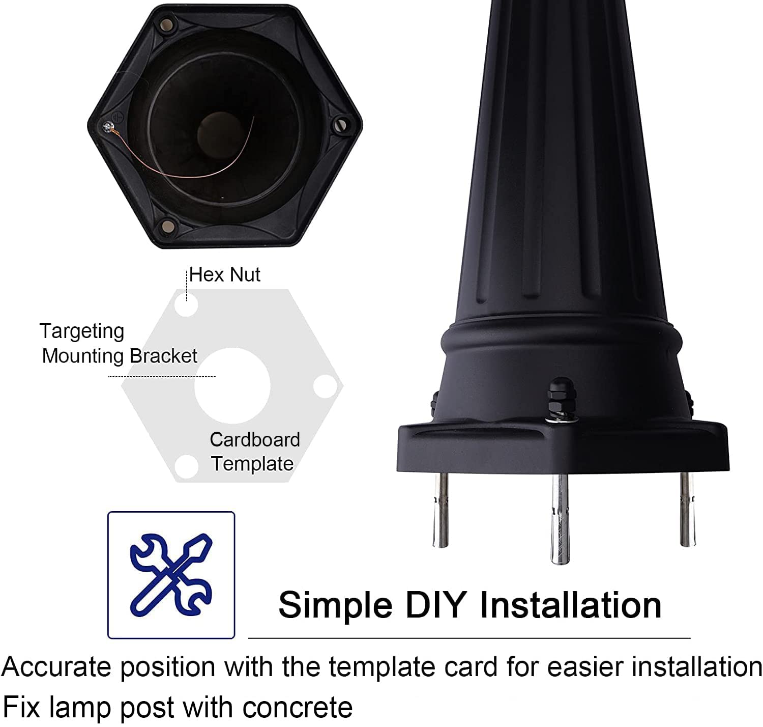 Ralbay Dusk to Dawn Sensor Outdoor Post Light, 3 Light lamp Post Street Light, Matte Black Outdoor Post Lighting Waterproof Pole Lights, 76.77" Outside Lamp Post Light for Backyard Garden