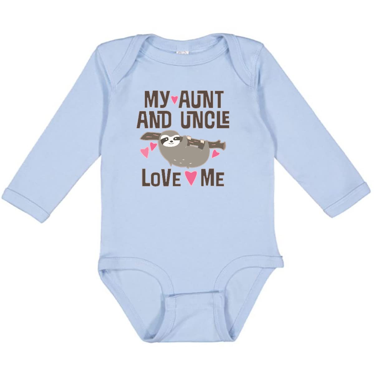 inktastic My Aunt and Uncle Love Me Sloth Long Sleeve Creeper Newborn 0100 Light Blue 33f49