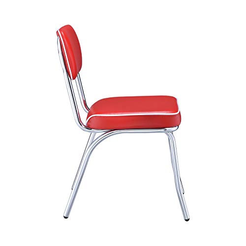 Coaster Home Furnishings Retro Open Back Side Chairs Red and Chrome (Set of 2)