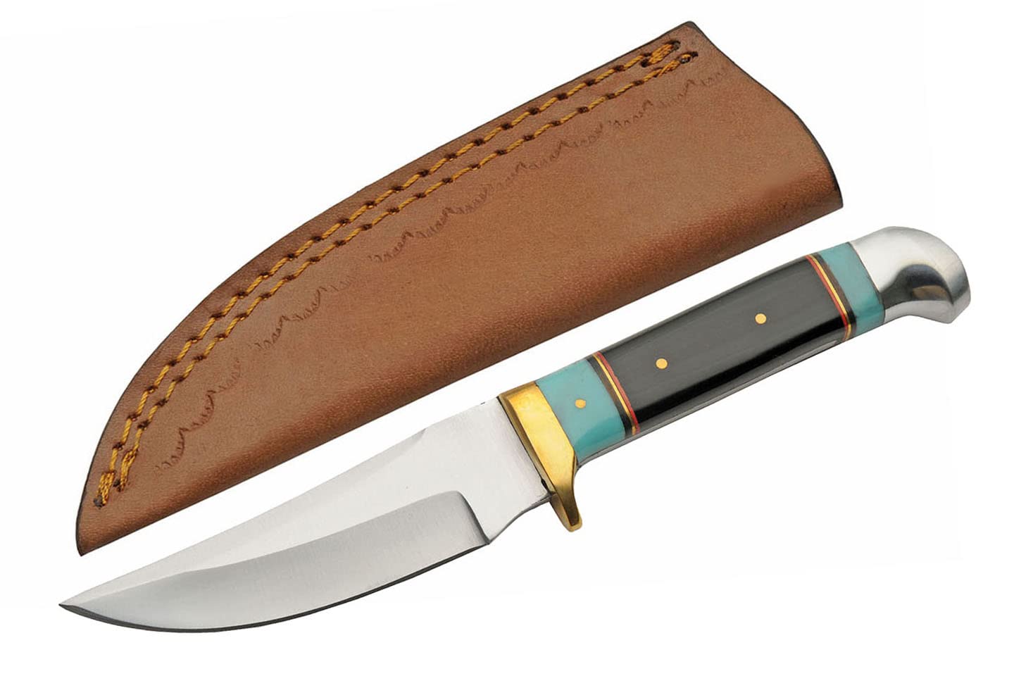 8.25″ Nightlight Black And Turquoise Resin Stainless Steel Edc Hunting Knife