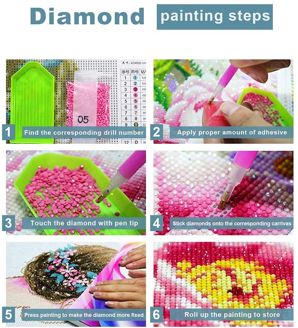 5D DIY Diamond Painting Mermaid 16X20 inches Full Round Drill Rhinestone Embroidery for Wall Decoration