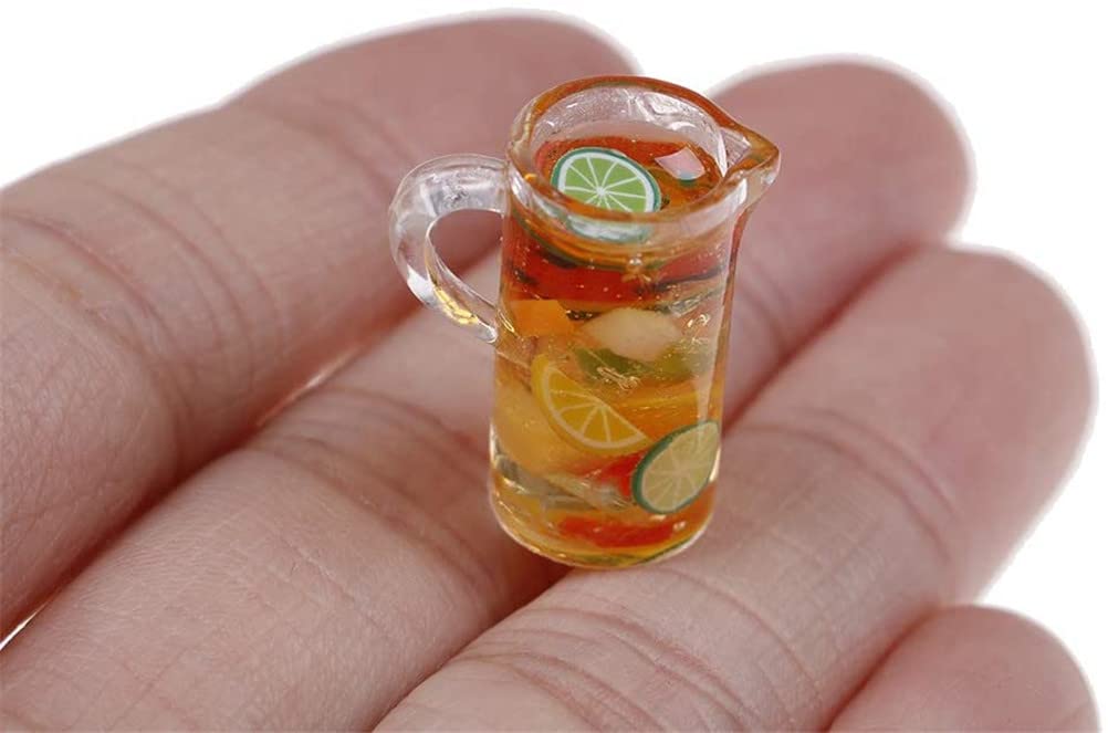 CoscosX 13 Pcs 1:12 Colourful Cocktail Cup Drink Juice Tea Beverage Bottle Jam Jar Toys,Simulation Drink Wine Glass Model for Dollhouse,Dolls House Miniature Toy Doll Food Kitchen Accessory Bar Decor