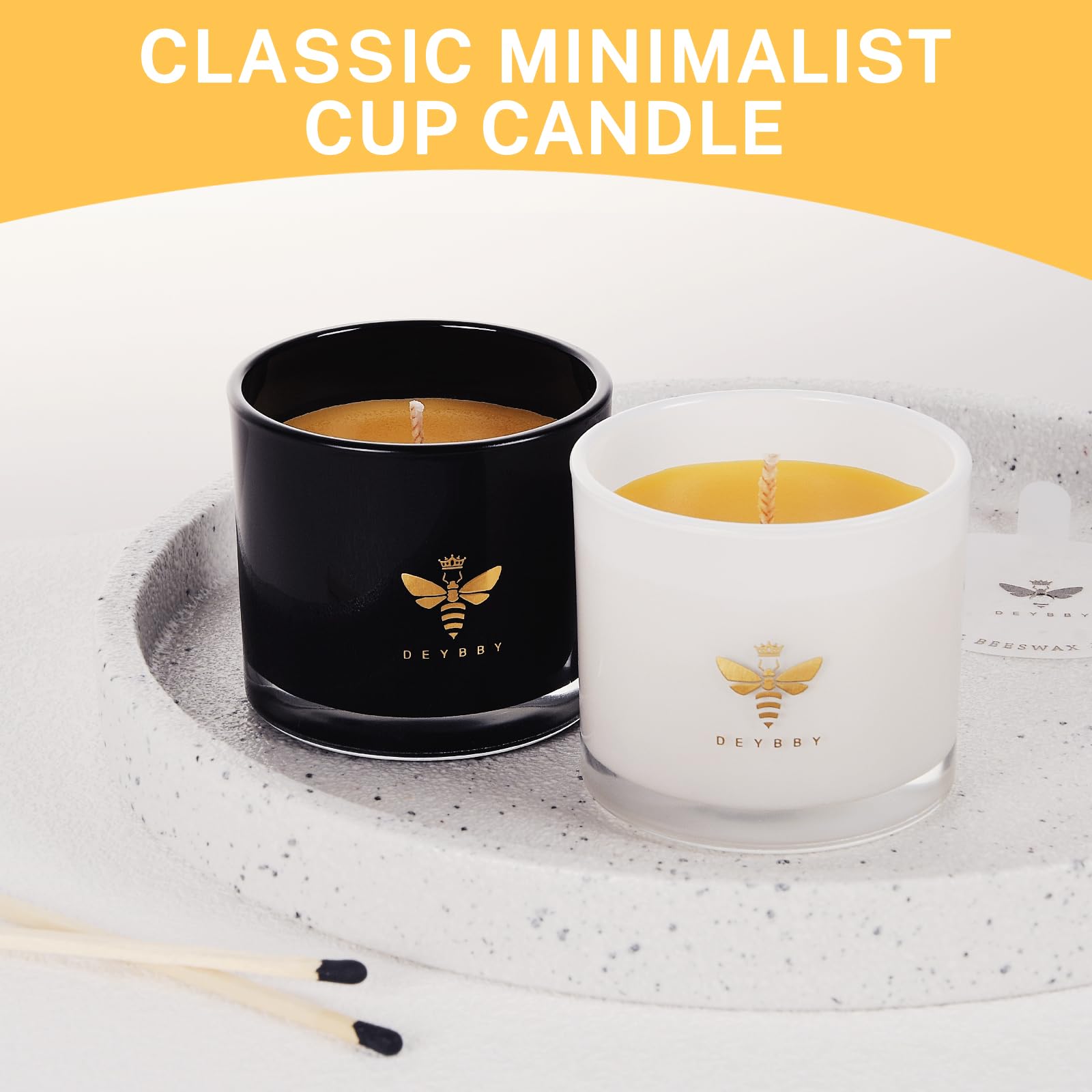 DEYBBY Beeswax Jar Candle - Pure Beeswax Candles in White Glass - Handpour Candle with Natural Honey Scent, 22-24 Hours Burning