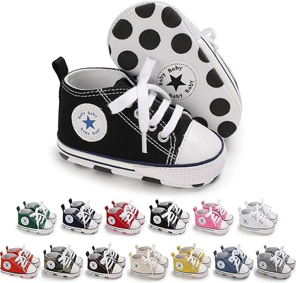 KIDSUN Tutoo Unisex Baby Boys Girls High Top Sneaker Soft Anti-Slip Sole Newborn Infant First Walkers Canvas Denim Shoes