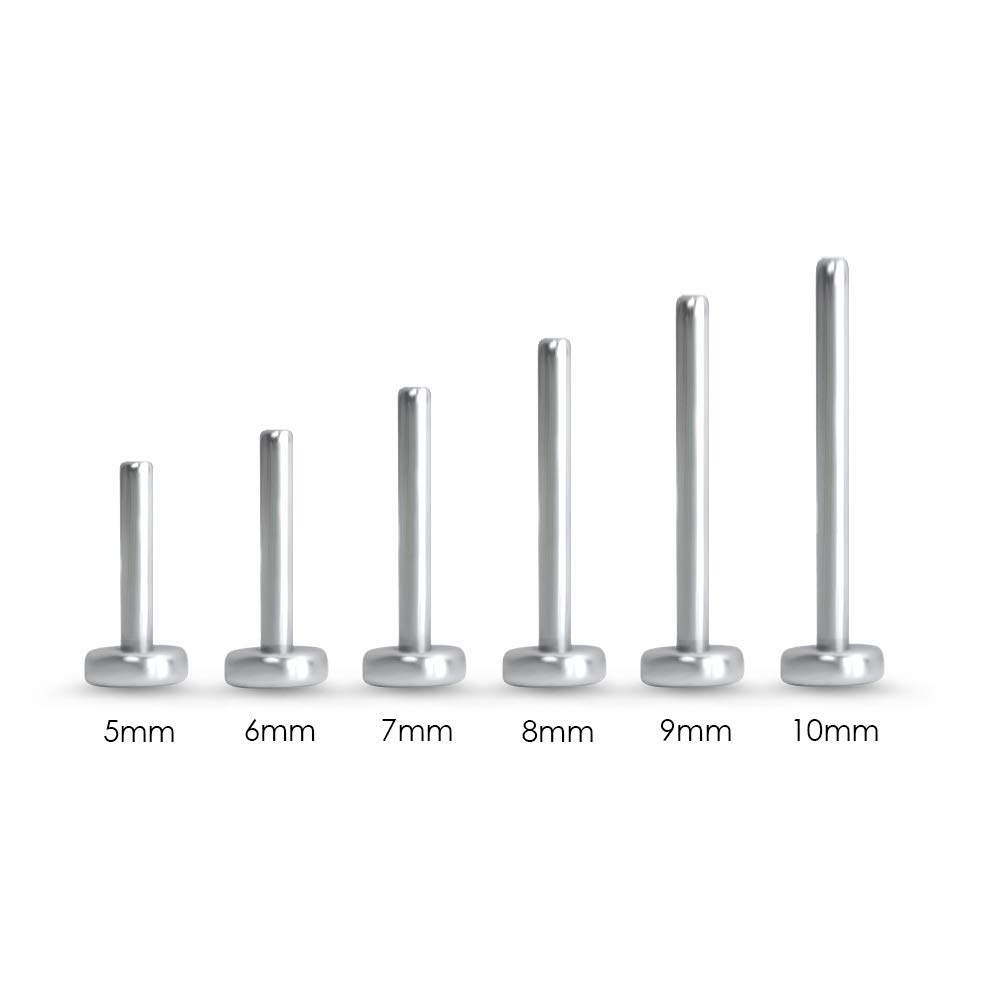 316 Stainless Steel Threadless Push Pin Nose Ring Labret Monroe Stud 1mm Glued Hot Pink CZ 18G