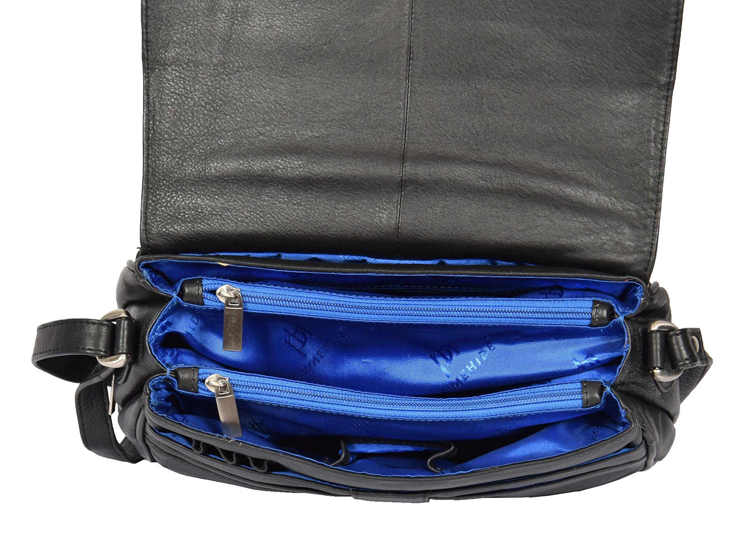 Black Leather Shoulder Bag Womens Classic Flap Over Messenger Casual Handbag Ada