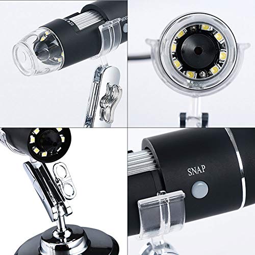 USB Digital Microscope X4-1000X, 8 LED Magnification Endoscope Camera Metal Stand, Compatible for MAC and Android Phone Pack of 1