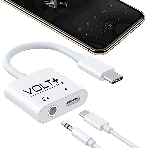 VOLT PLUS TECH USB C to 3.5mm Headphone Jack Audio Aux & C-Type Fast Charging Adapter Compatible with Your Motorola Moto Z Playand Many More Devices with C-Port