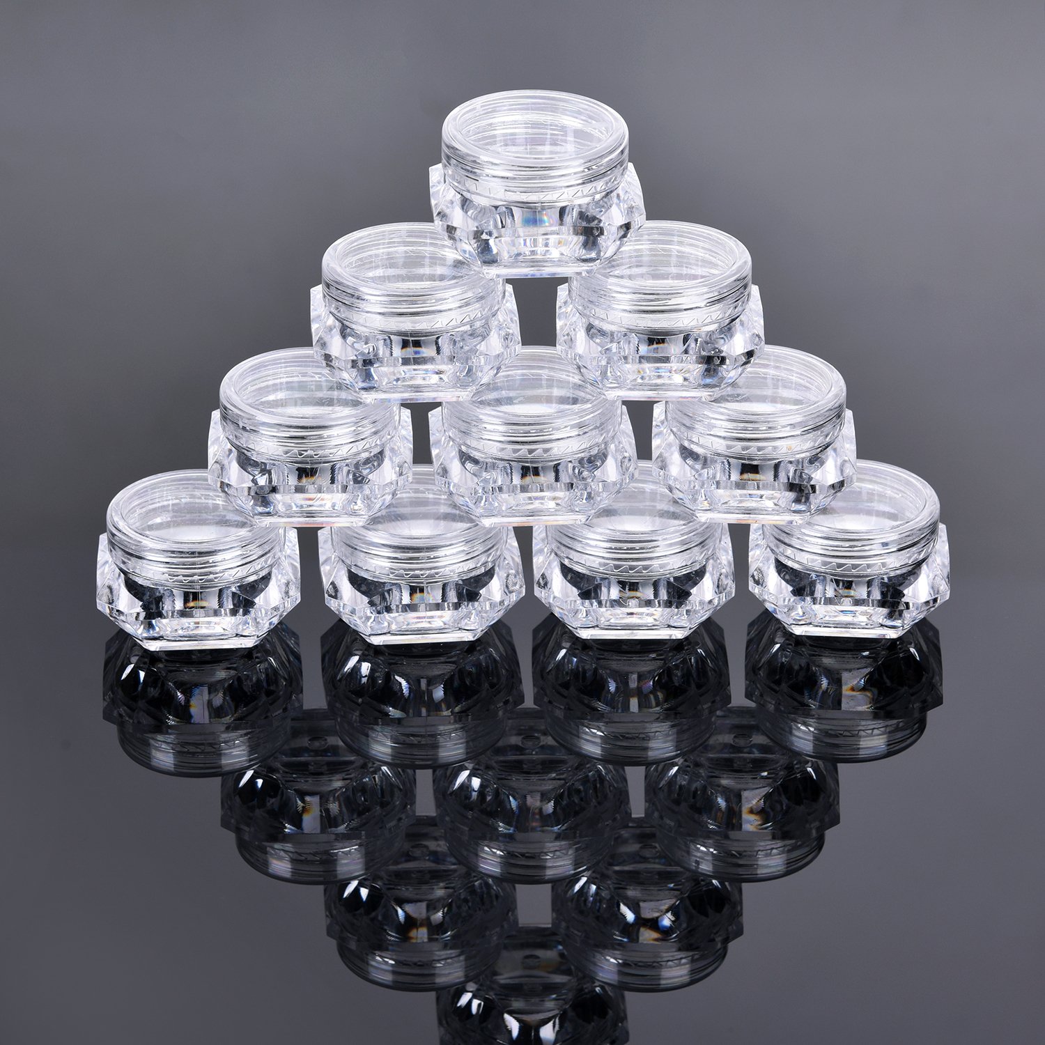 TMO 100pcs 5 Gram Clear Jars Plastic Jars Plastic Cosmetic Container Empty Cosmetic Sample Containers Transparent 5G/5ML Plastic Pot Jars for Eye Shadow,Nails,Powder,Paint
