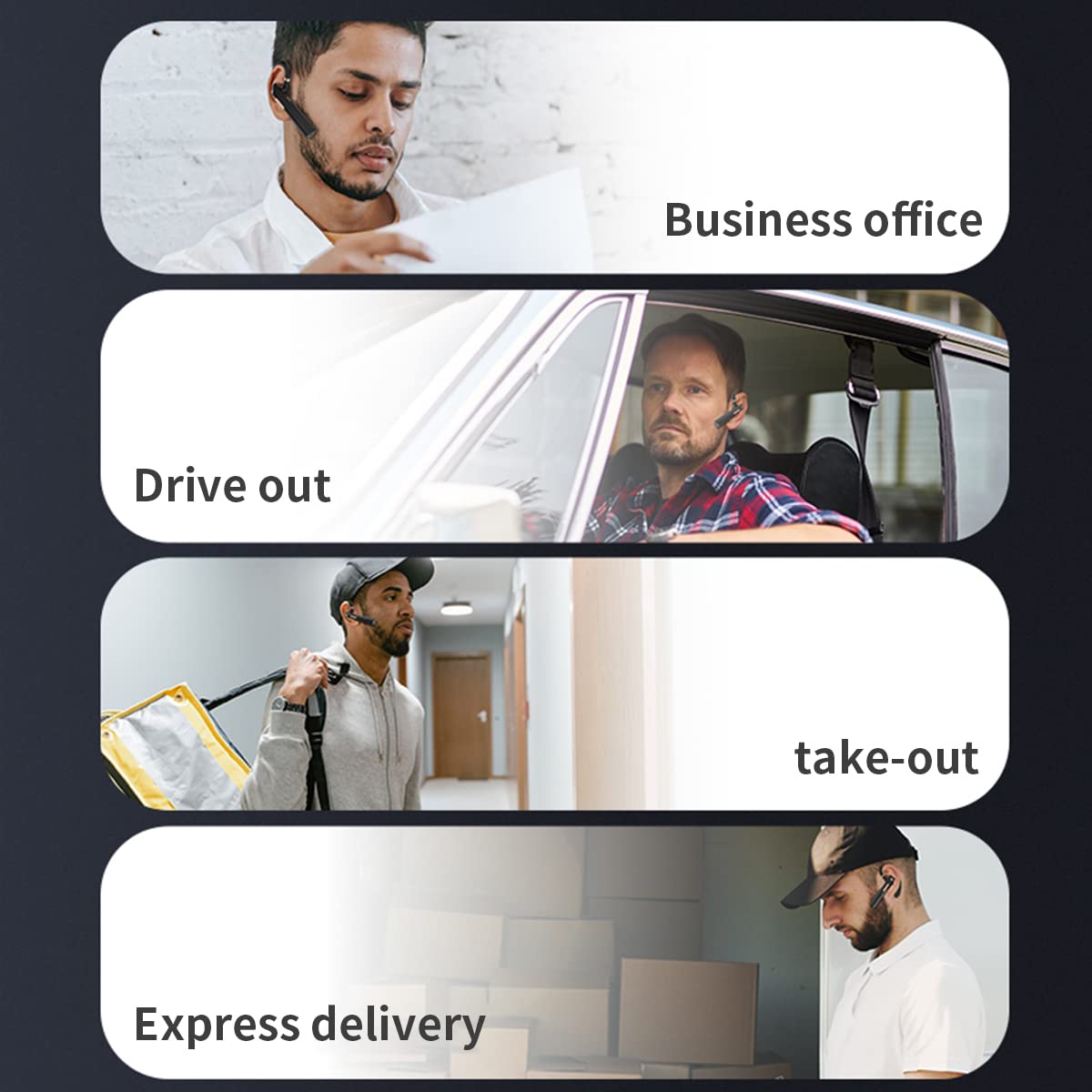 Bluetooth Earphones Suitable for Truck Drivers, Single Ear Bluetooth Earphones with Noise reducing Microphone, Suitable for Driving Business Offices for 120 Hours with Long Battery Life
