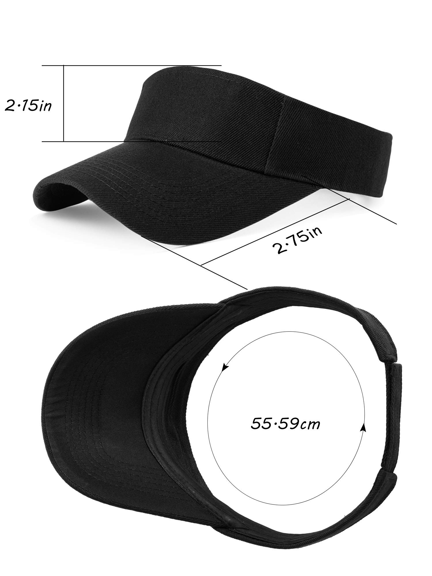 5 Pieces Sport Wear Athletic Visor Sun Visor Adjustable Cap Men Women Sun Sports Visor Hat (Black)