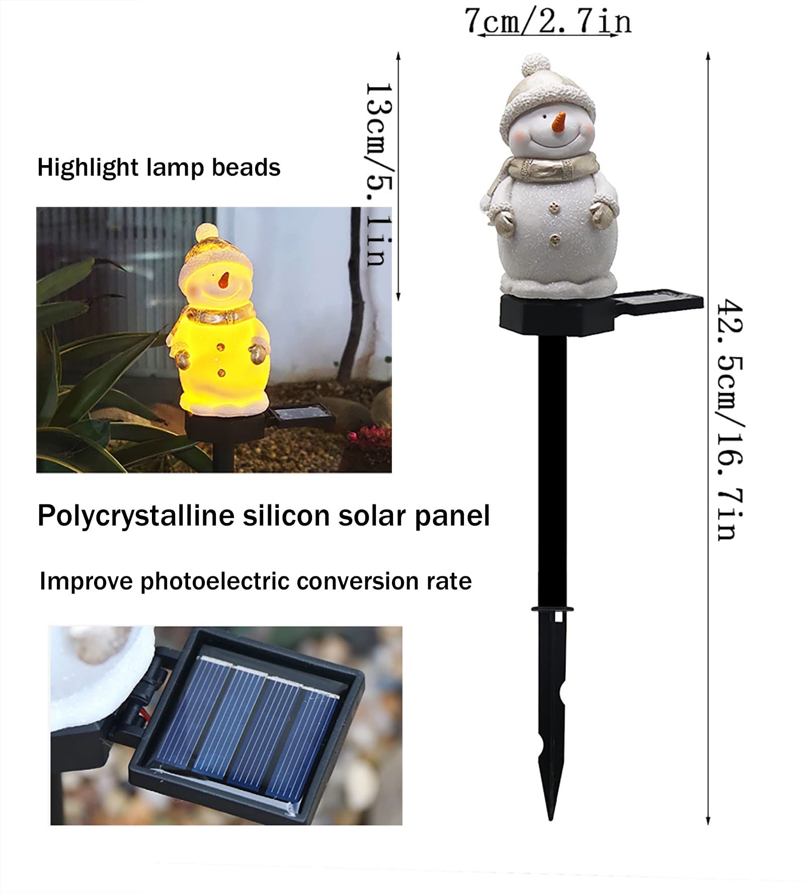 Chween Solar Christmas decration Lights Outdoor Garden Pathway Stake LED Lights Decor-2pcs Home Outdoor Yard Lawn Pathway Walkway Driveway Christmas Holiday Winter Decoration (Snowman)
