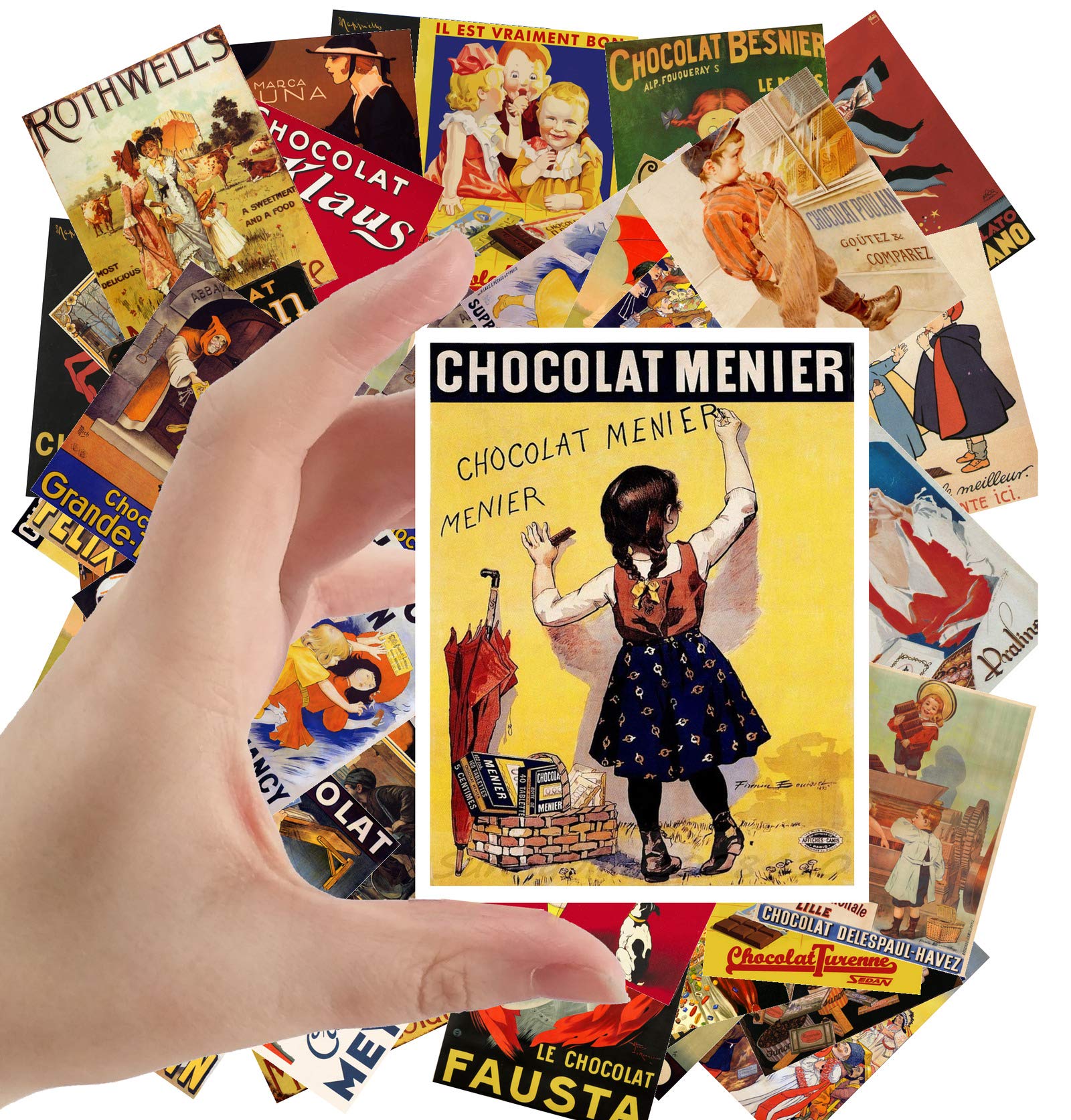 Large Stickers (24 pcs 2.5"x3.5") Chocolate Vintage Poster Ads Adverts