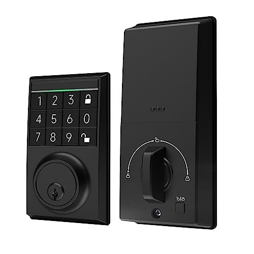 Keyless Entry Door Lock with Keypad, Electronic Smart Lock, Keyless Door Lock with 2 Keys, Electronic Keypad Deadbolt, Door Locks with Keypads, 103 Codes, Auto Lock, Easy Installation, Black