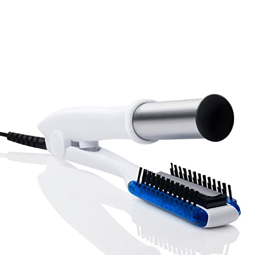 InStyler Max Prime Wet To Dry 1.25" White 2-Way Professional Tourmaline Ceramic Rotating Iron with Ionic Bristles - Dry, Straighten, Style & Curl Hair - Four Heat Settings - Automatic Shut Off