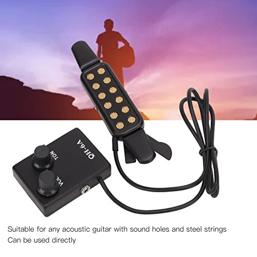Acoustic Guitar Pickup, Long Life Time Volume Adjustable Easy Installation Wooden Guitar Pickup with Connecting Cable for Musical Instrument