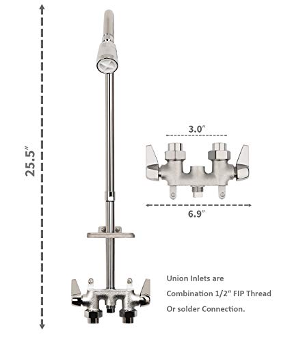 Artiwell Outdoor Shower Fixture System,with Rustproof Riser and Riser Extension, Double Handle Utility Shower Faucet with Showerhead and Soap Dish, Polished Chrome