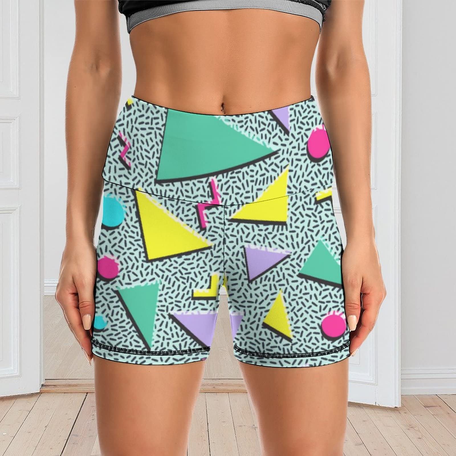 80s 90s Outfit for Women Yoga Workout Shorts High Waist Running Active Shorts