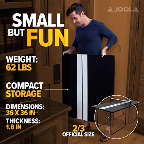 JOOLA Midsize Compact Table Tennis Table Great for Small Spaces and Apartments β Multi-Use Free Standing Table - Compact Storage Fits in Most Closets - Net Set Included - No Assembly Required