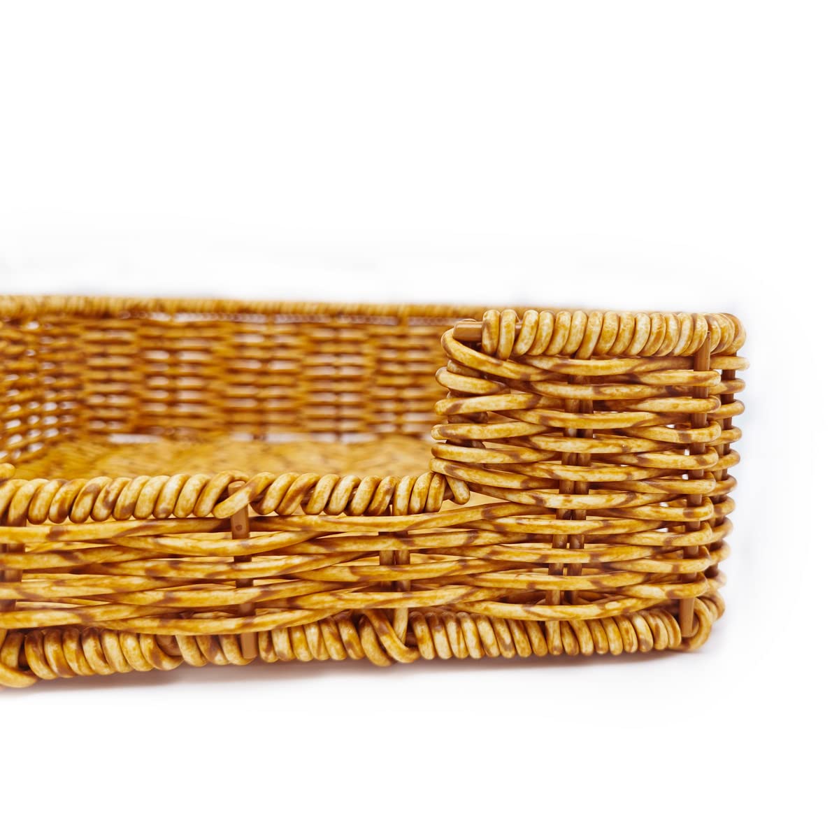 Aevtih Rattan Napkin Holder Woven Guest Towel Holder for Restaurant/Kitchen/Bathroom 7.3" x 7.3" x 2.4" (Dark Yellow)