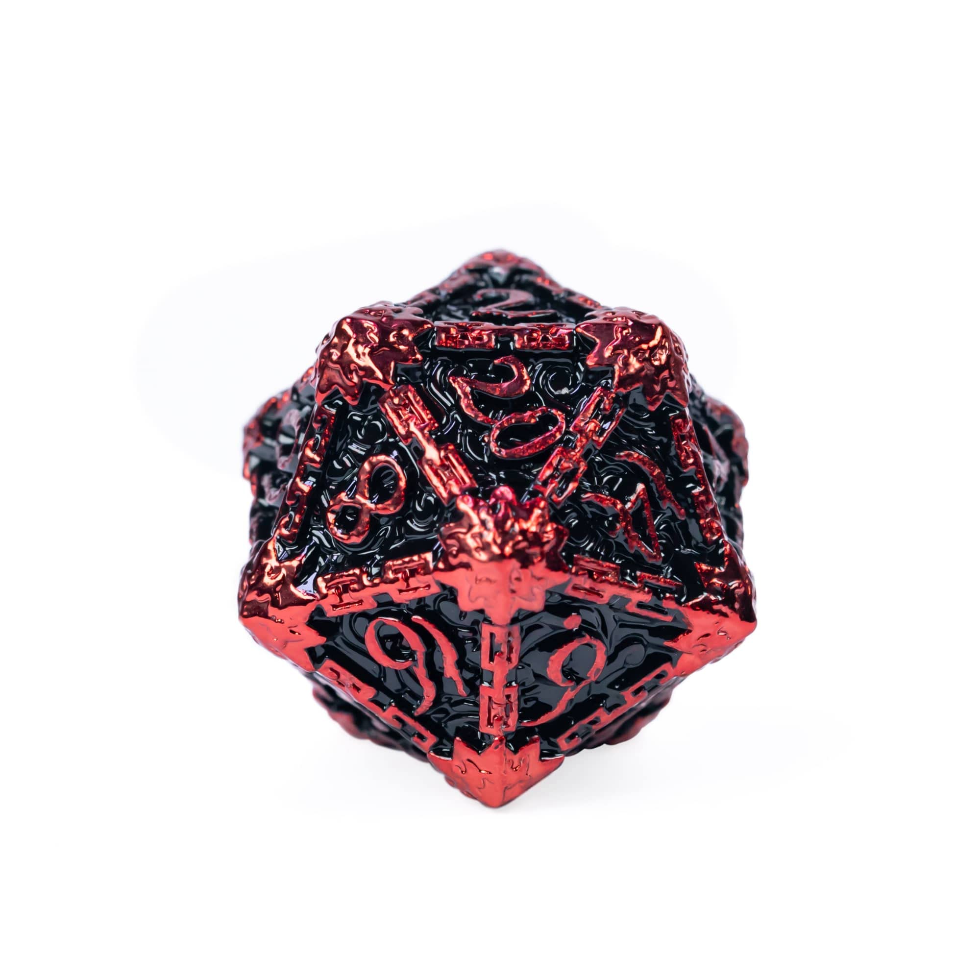 Cusdie Metal Dice with Metal Box, 7 PCs DND Metal Dice, Dagger Design Polyhedral Dice Set, for Role Playing Game D&D Dice MTG Pathfinder (Black with Red Font)