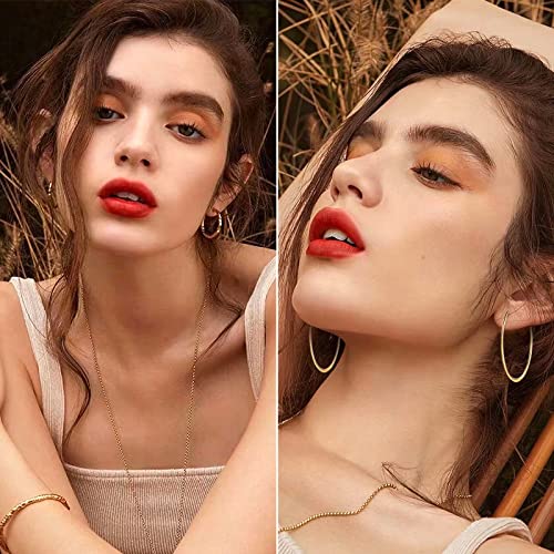 40 Pairs Gold Hoop Earrings for Women Multipack, Fashion Pearl Chain Link Stud Statement Earring Packs, Hypoallergenic Chunky Hoops Earrings for Gift