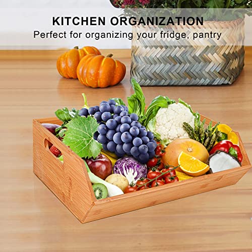 Bamboo Organizer Bin, Multi Purpose Organizer for Kitchen Supplies Holder, Fruit Bin, Cabinets, Pantry and Onion Storage Bin