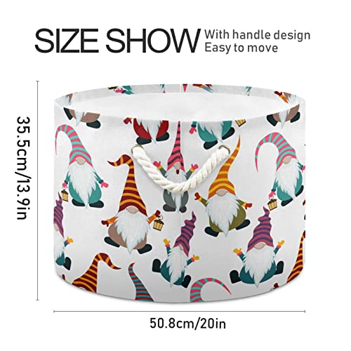 Bolaz Large Storage Basket Christmas Gnomes Cute Toy Storage Box Organizer Bins with Handles Laundry Hamper Basket for Home Decor