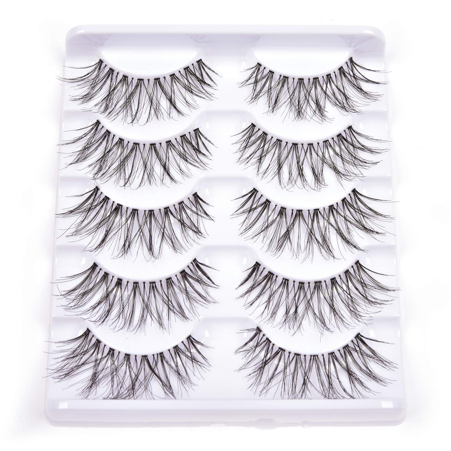 False Eyelashes 5 Pairs Multipack Synthetic Fiber Material 3D Lashes Natural Reusable Lashes for Professional Used for Women Girls by EYEMEI
