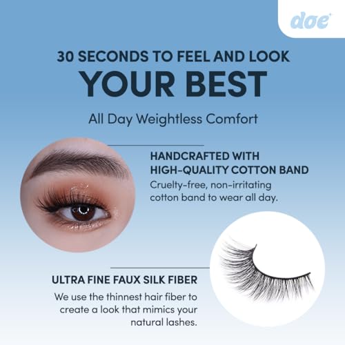 Morning Dew - Reusable 15 Wears, Natural Looking Vegan False Lashes, Handmade from Korean Silk. Lightweight Cruelty Free Eyelash for Everyday Look - 1 Pair