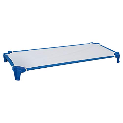 Wood Designs Stackable Daycare Cots for Kids, 52", Blue, Ready-to-Assemble, with Cot Sheets, 87820 [Set of 6]
