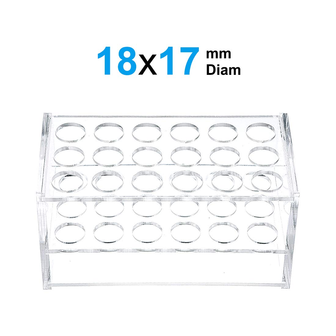 uxcell Test Tube Rack Holder Lab Stand Acrylic 18-Well 17mm Diameter Clear for 10ml,15ml Tube