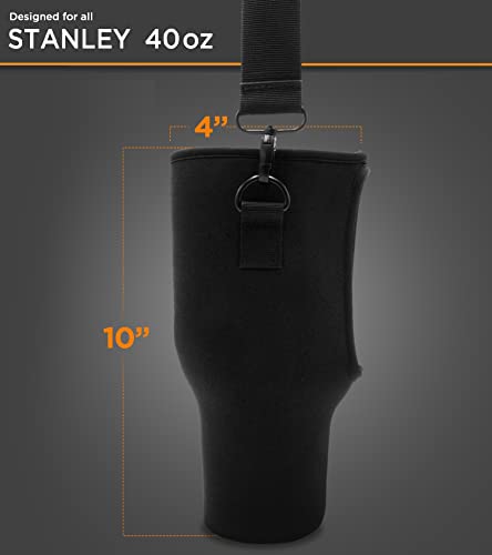 Fitted Sling Bag for Stanley 40 oz Tumbler with Handle, Protective Sleeve Replacement Cover with Shoulder Strap, 40oz Adventure Quencher Cup Accessories (Fits H2.0 FlowState with Straw Lid (Neoprene)